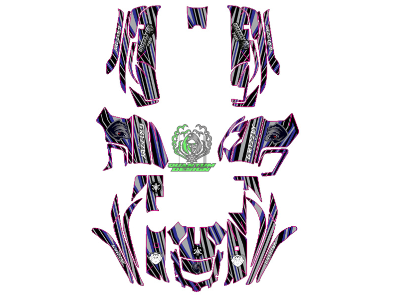 Grafic Kit Sticker Autocolant Yamaha Grizzly 700 ATV - QuantumDesign